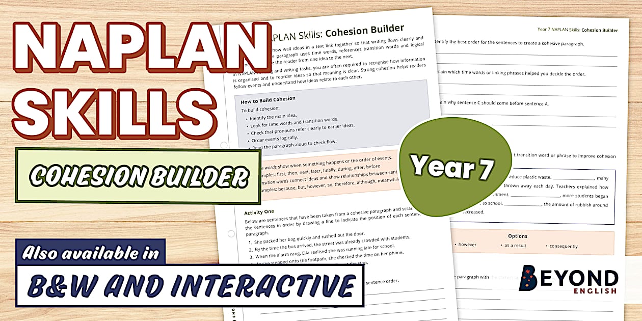 Year 7 NAPLAN Skills: Cohesion Builder