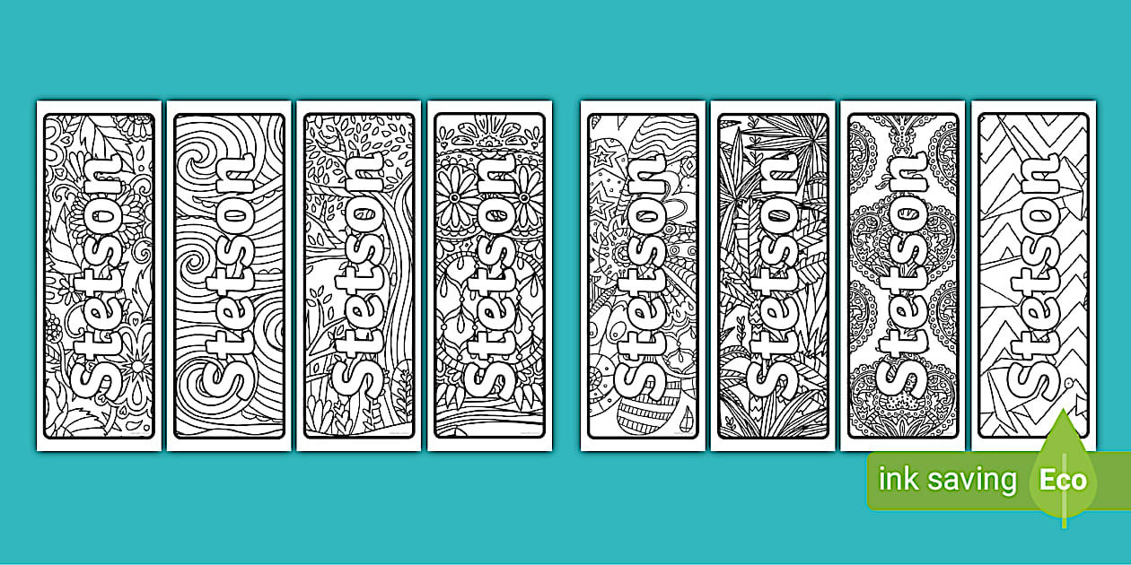 Stetson Mindfulness Name Colouring Bookmarks (Teacher-Made)