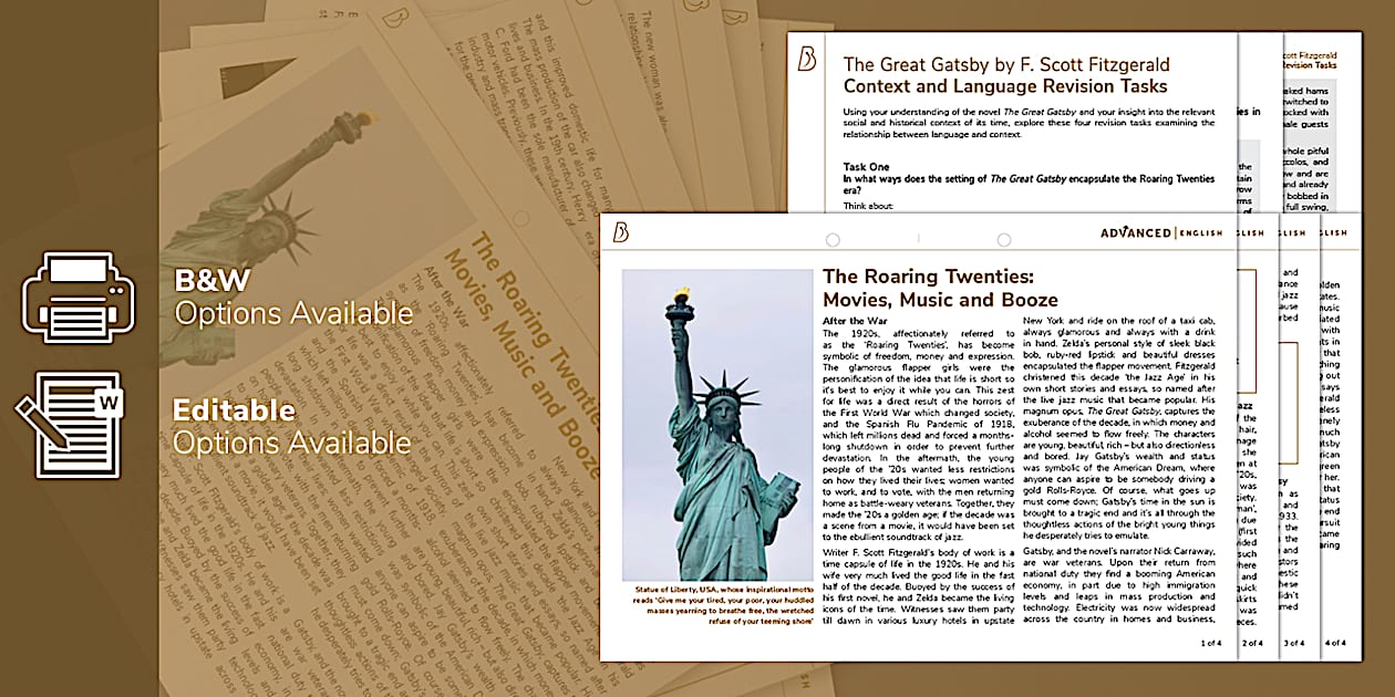 The Great Gatsby Revision: The Roaring Twenties - Twinkl