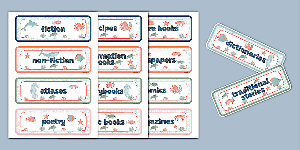 Under the Sea Themed Bookshelf Labels (teacher made)