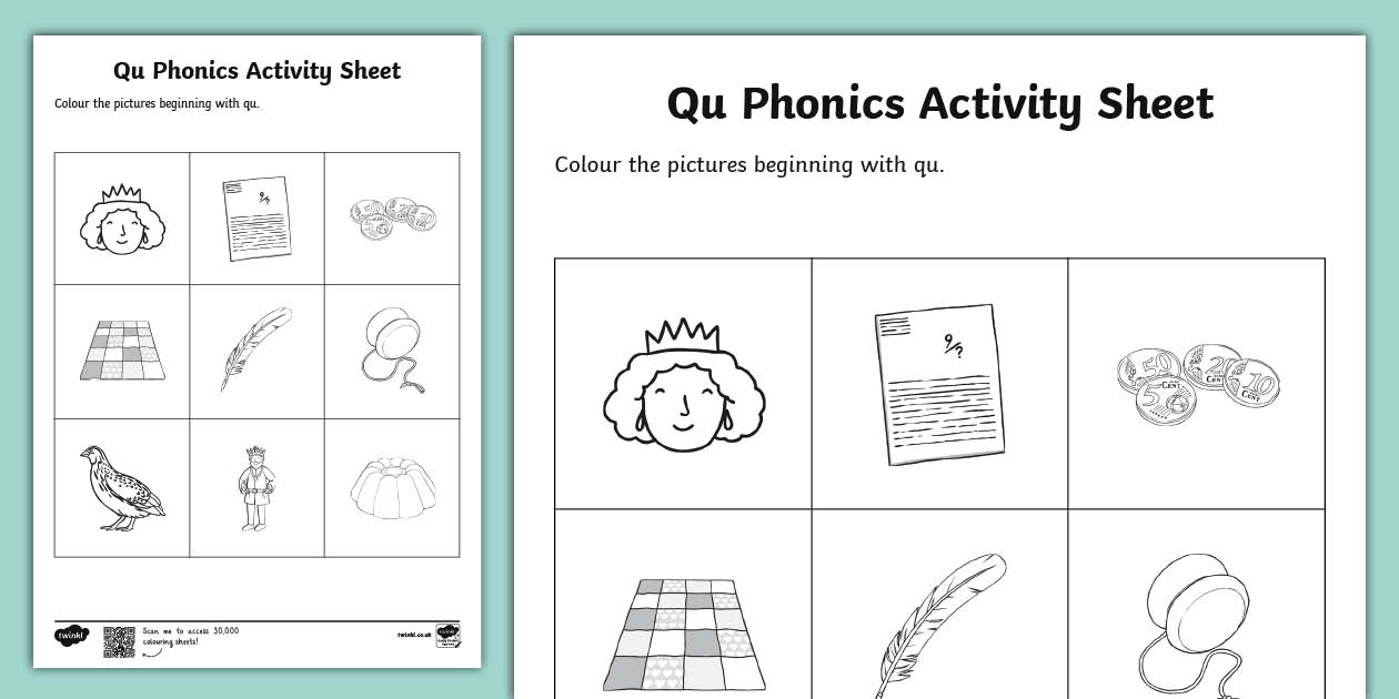 'qu' Phonics Colouring | 'qu' Phonics Activities | Twinkl