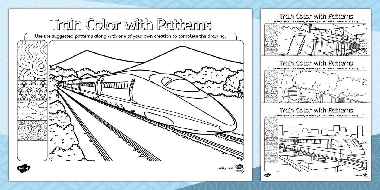 Train Color with Patterns Activity (teacher made) - Twinkl