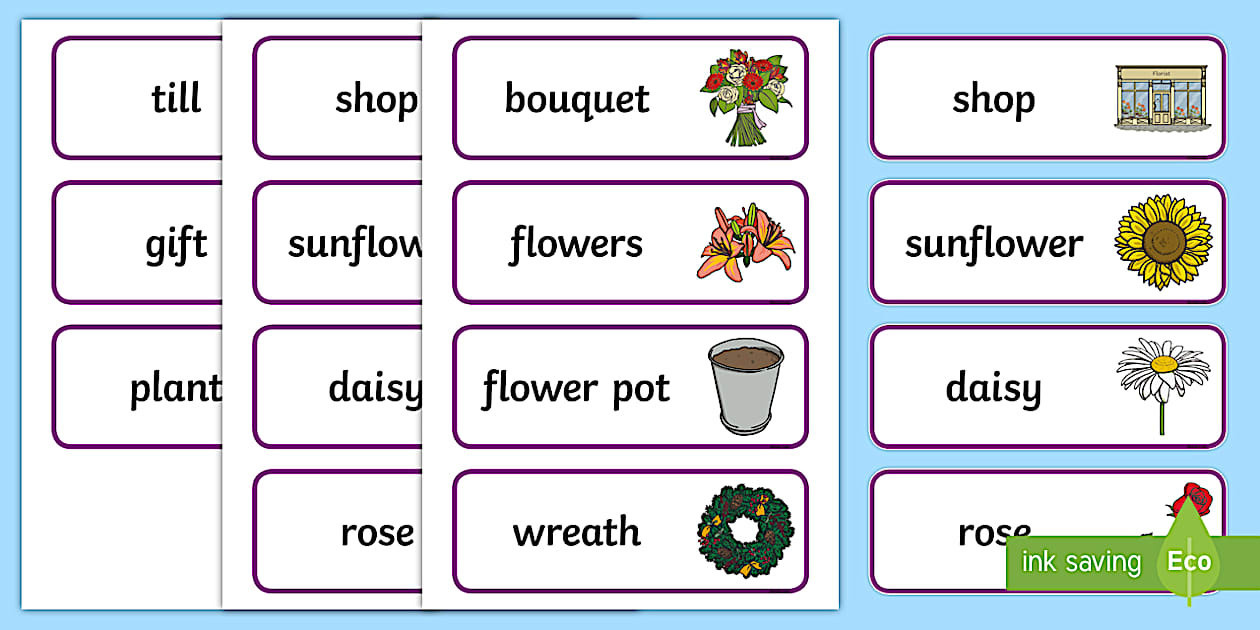 Florist Word Cards (teacher made) - Twinkl
