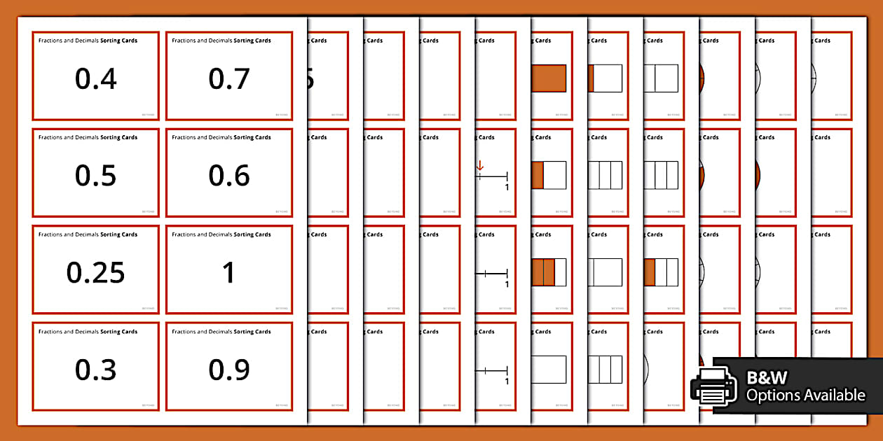 👉 Fractions and Decimals - Sorting Cards - Twinkl