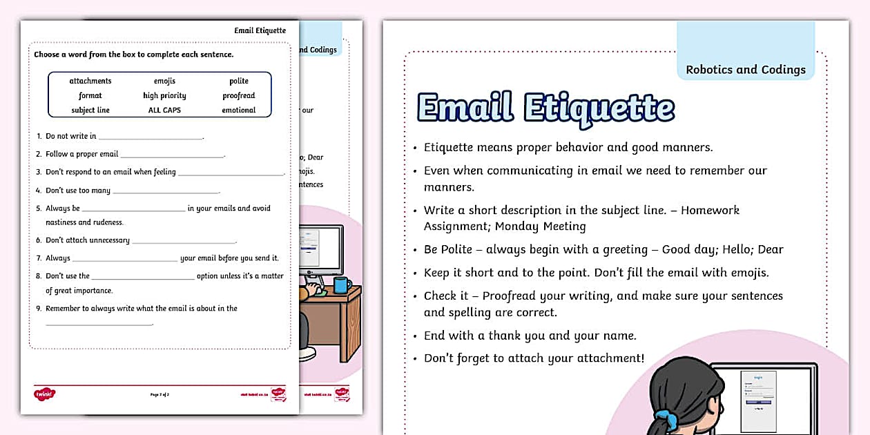 Grade 2 - Digital Concepts Worksheet: Email Etiquette