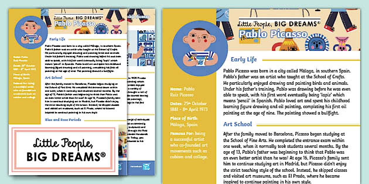 FREE! - Little People Big Dreams: Pablo Picasso Fact File
