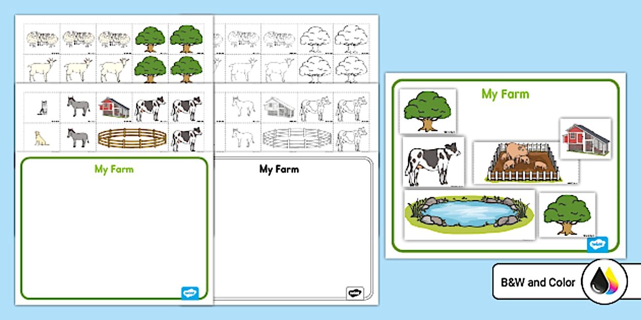 Farm Animals Cut and Paste Worksheet for Kids | Twinkl USA