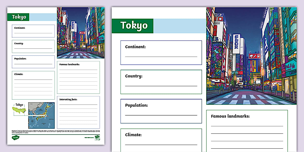 Tokyo Fact File Template - Geography Fact File - Twinkl