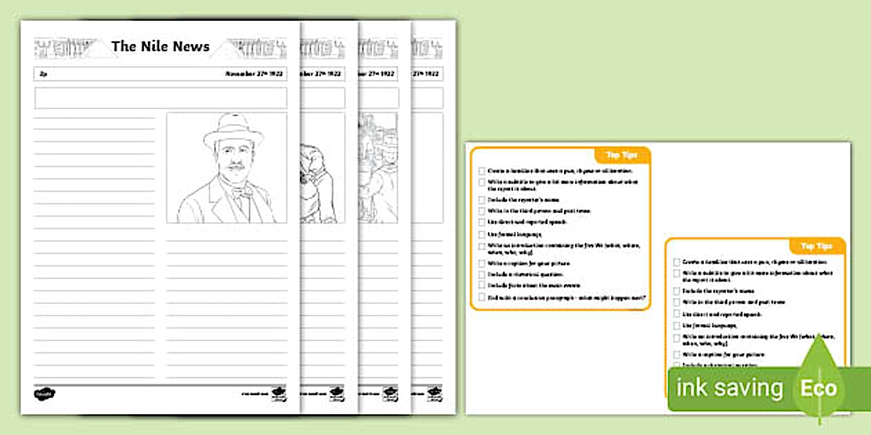 Cursive Howard Carter Newspaper Template - Twinkl