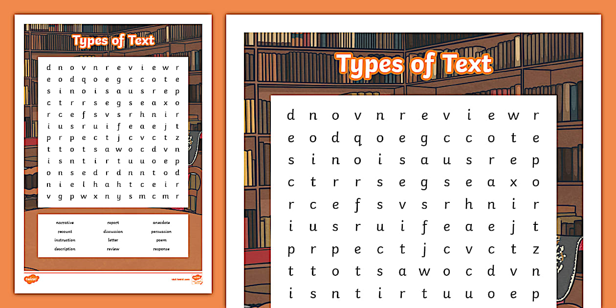 Types of Text Word Search (teacher made) - Twinkl