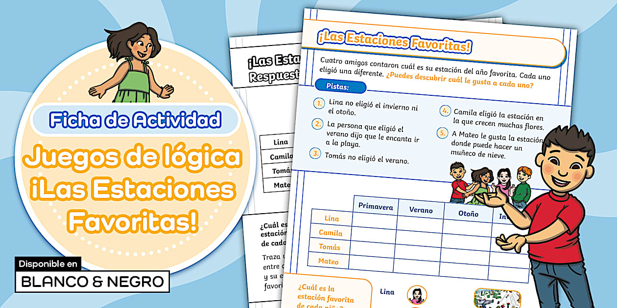 Ficha de actividad: Juegos de lógica de las estaciones del año usando ...