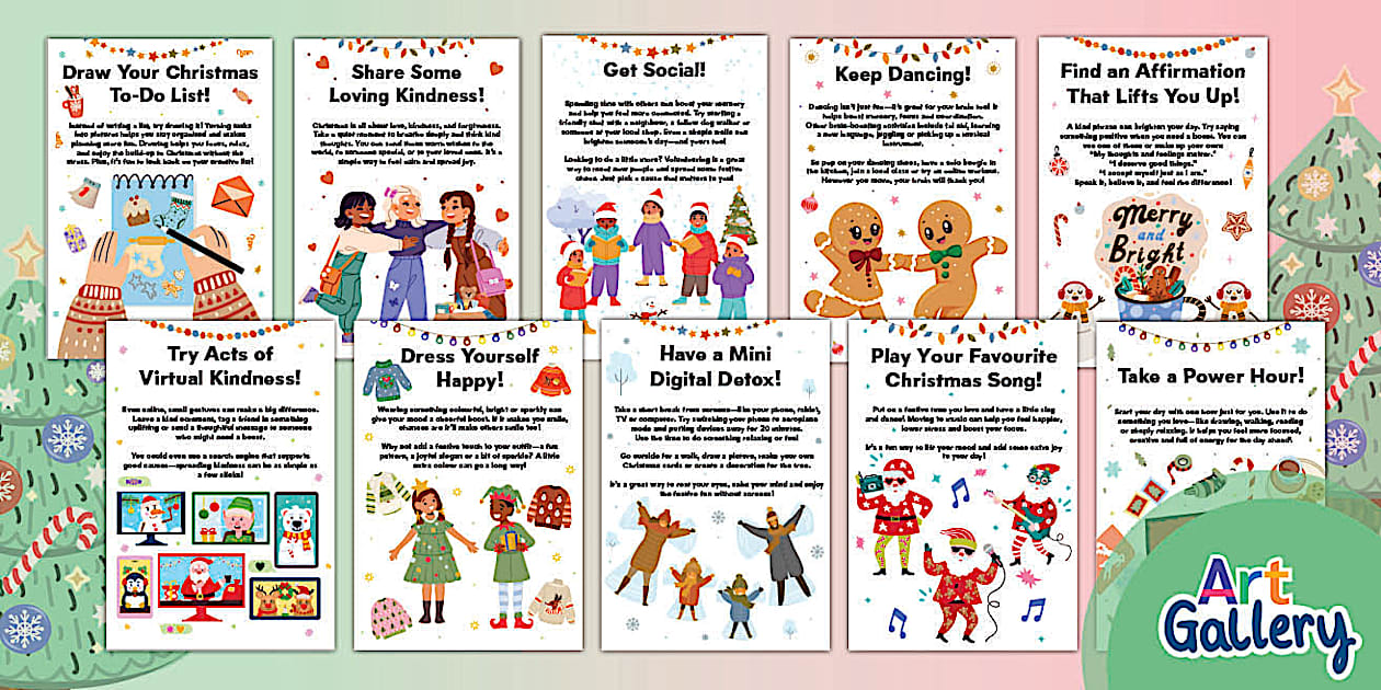Christmas Wellbeing Tips Postcards
