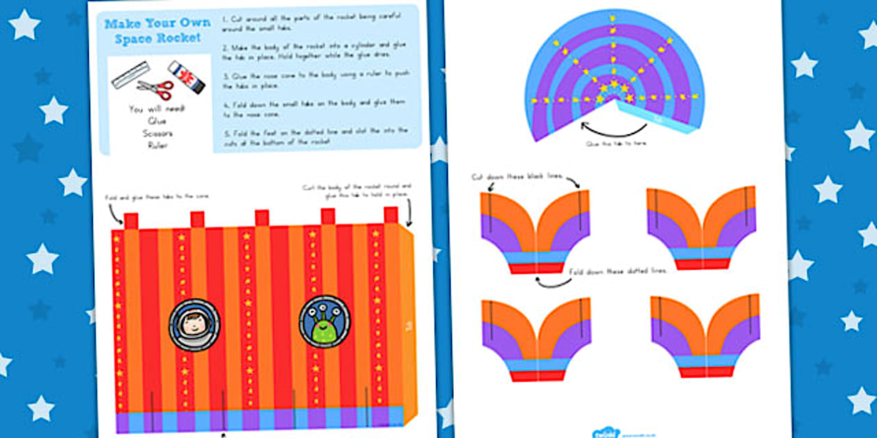 Cut Out Space Rocket Model Templates (teacher made) - Twinkl
