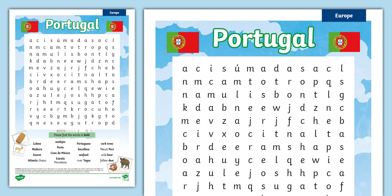 KS2 Portugal Word Search - KS2 (teacher made) - Twinkl