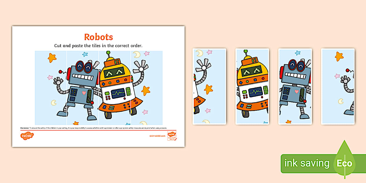Robot Puzzle Strips (professor feito) - Twinkl