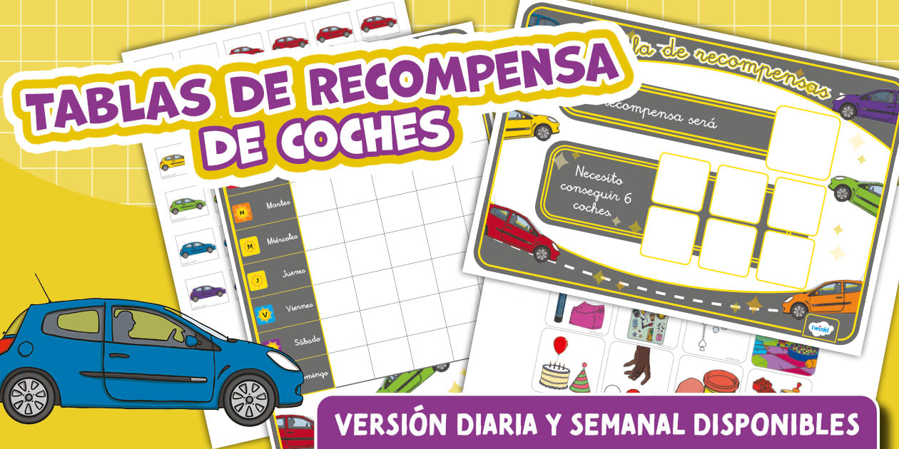 Tablas de recompensa de coches - Twinkl