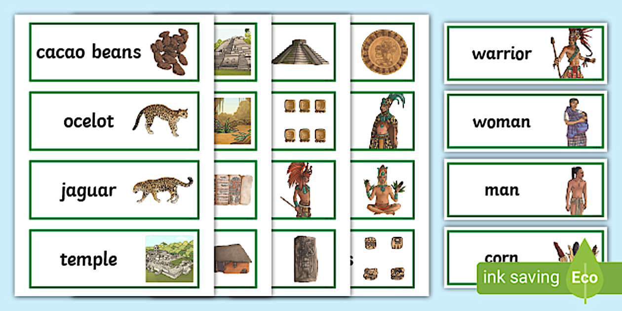 Editable Maya Civilization Word Cards (teacher made)