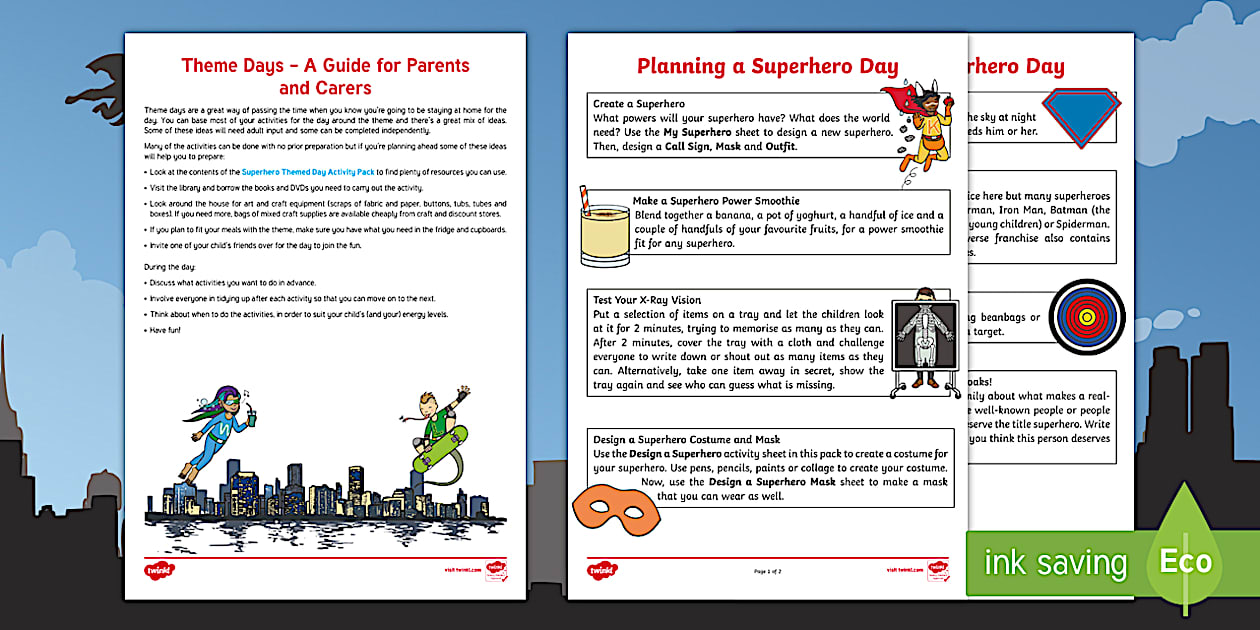 Superhero Day Worksheet / Worksheet (teacher made) - Twinkl