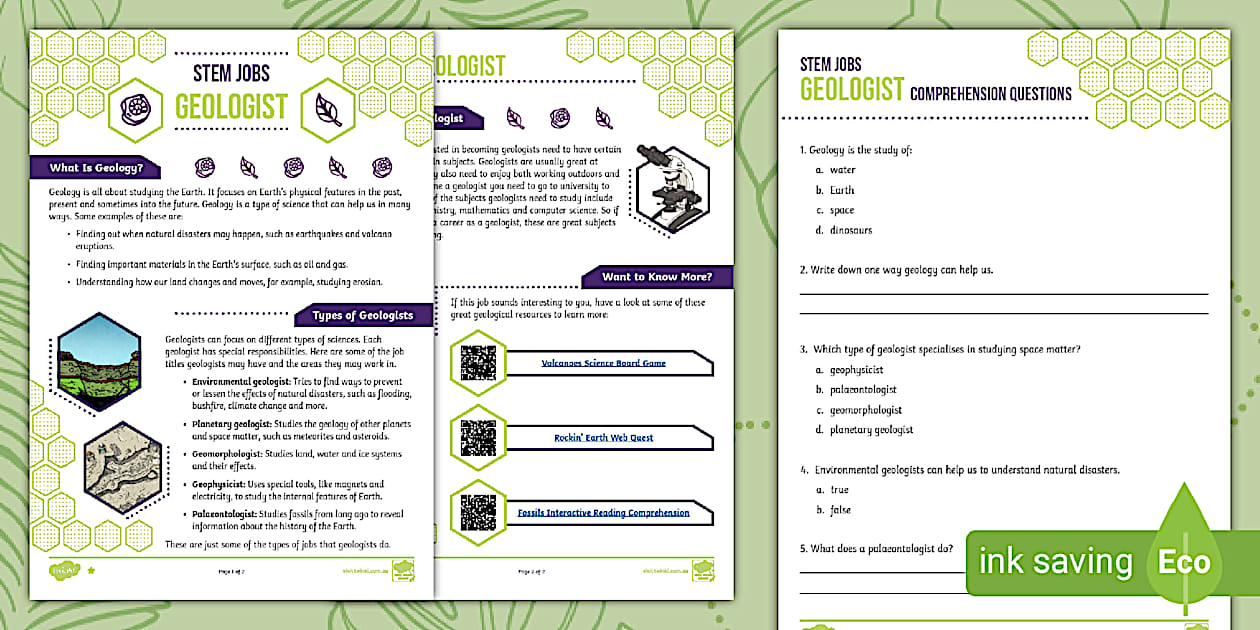 STEM Geologist Job Fact File - Years 3-6 (teacher made)