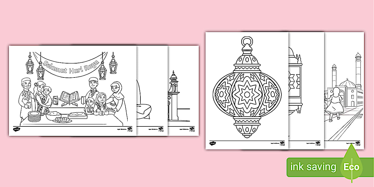 Lembaran Mewarna Hari Raya Aidilfitri 3 Comel (teacher made)