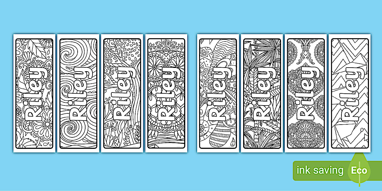 Riley Mindfulness Name Colouring Bookmarks (teacher made)