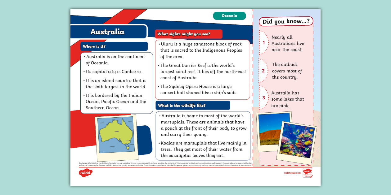 KS1 Australia Fact File - Twinkl - KS1 (teacher made)