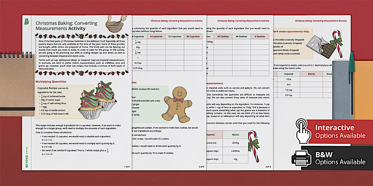 Christmas Baking: Converting Measurements Activity - Twinkl