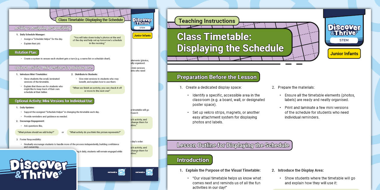 Photo-Timetable Project: Displaying the Schedule - Twinkl