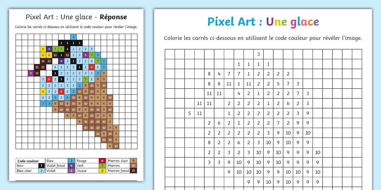 Pixel art : Une glace - Twinkl Pixel Art (teacher made)