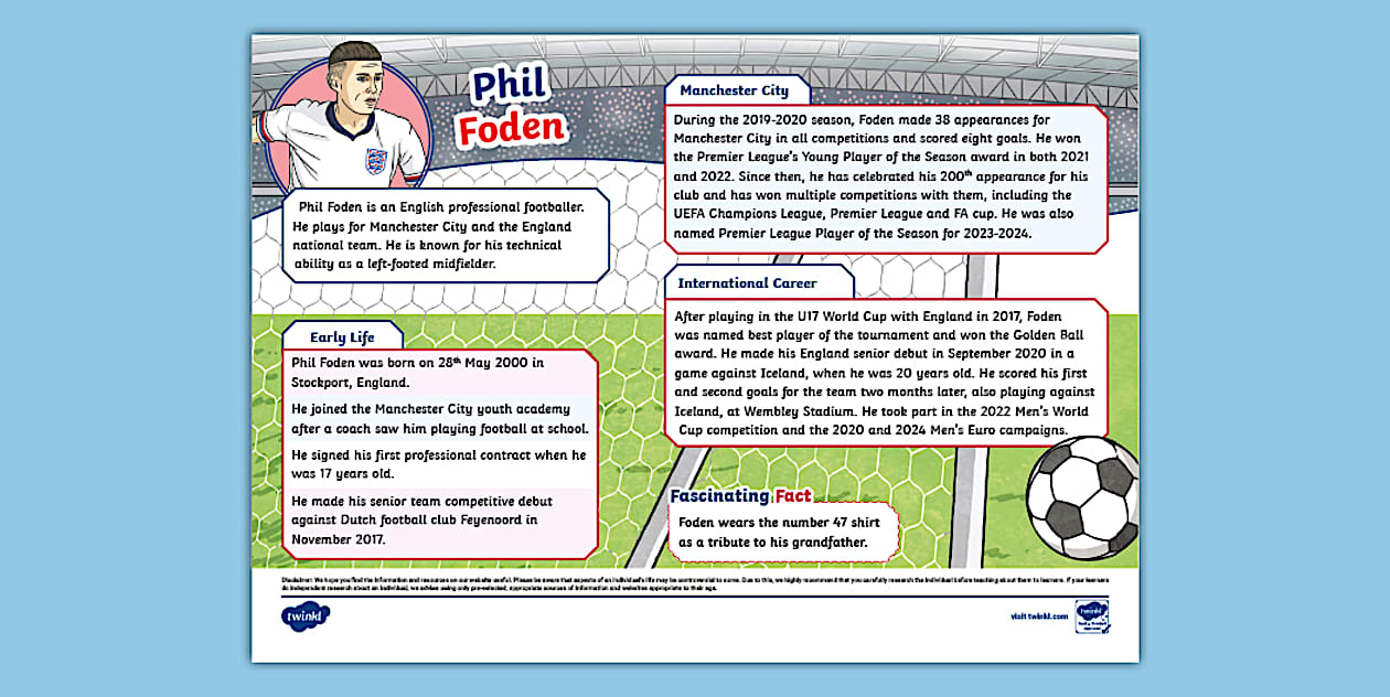 Phil Foden Fact File - Twinkl - KS2 (Teacher-Made) - Twinkl