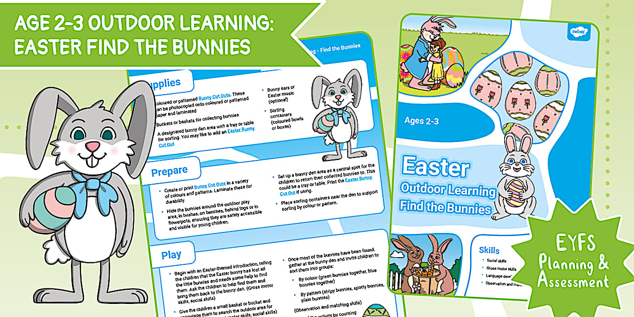 Northern Ireland EYFS Age 2-3 Outdoor Learning: Easter Find the Bunnies