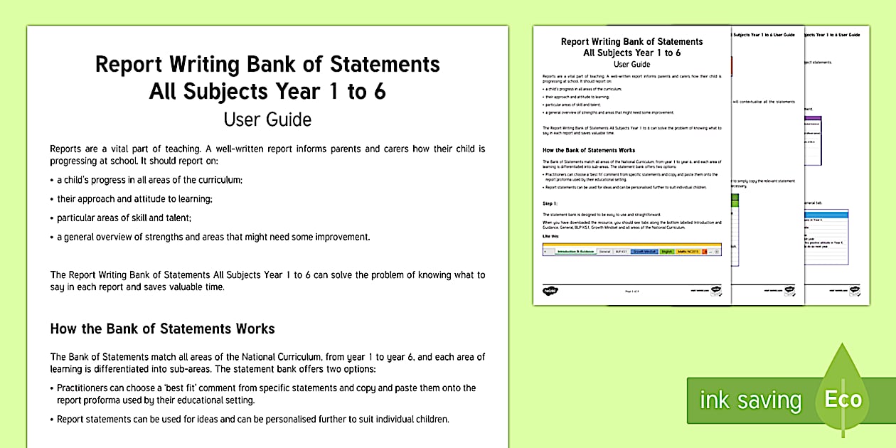 Report Writing Bank of Statements Adult Guidance - Twinkl