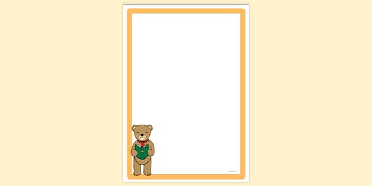Simple Blank Teddy Bear Reading Page Border - Twinkl