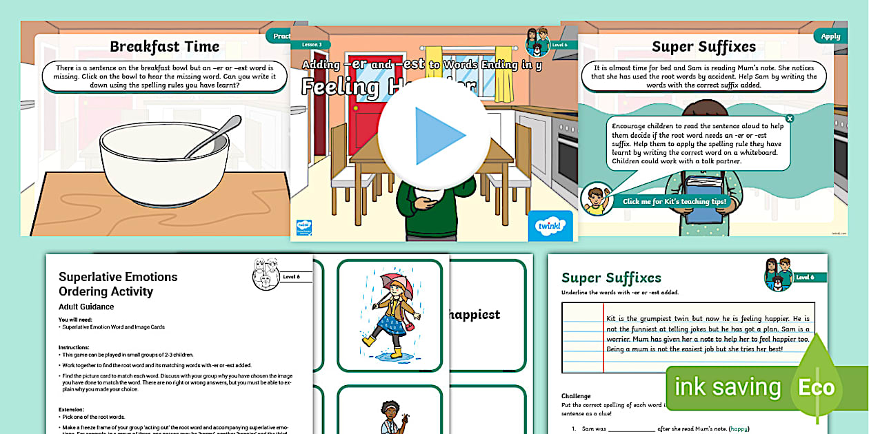 Adding the suffixes -er and -est - Level 6 Week 9 Lesson 3