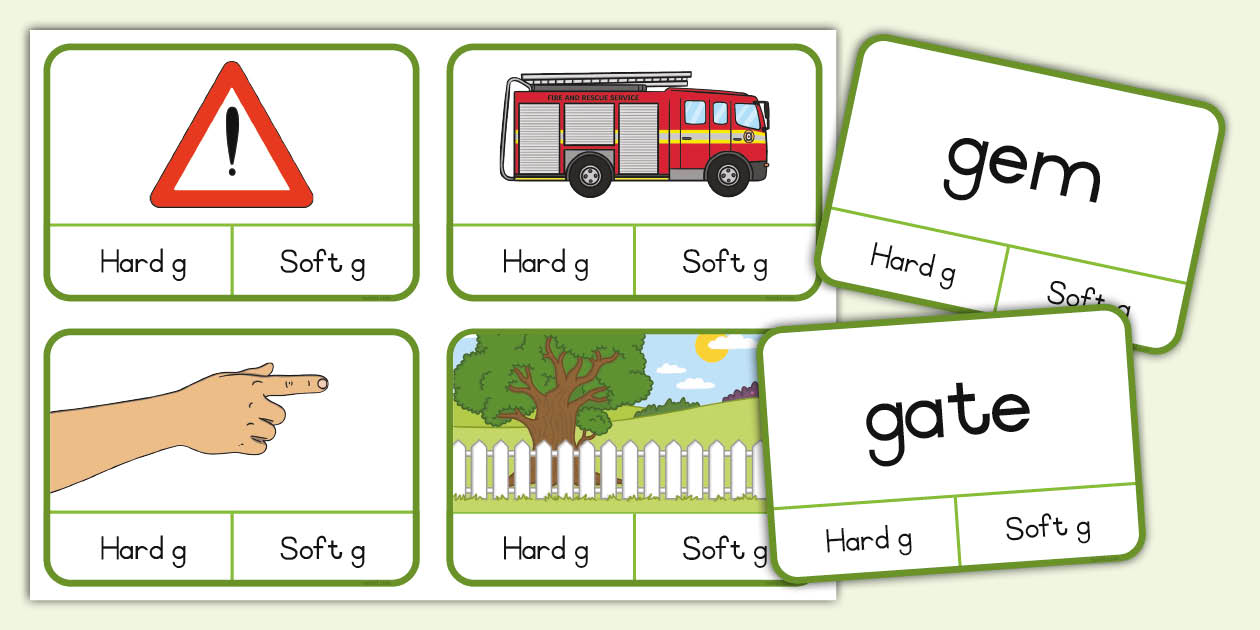 Grade 3 Phonics: Hard and Soft g Peg Card Activity - Twinkl
