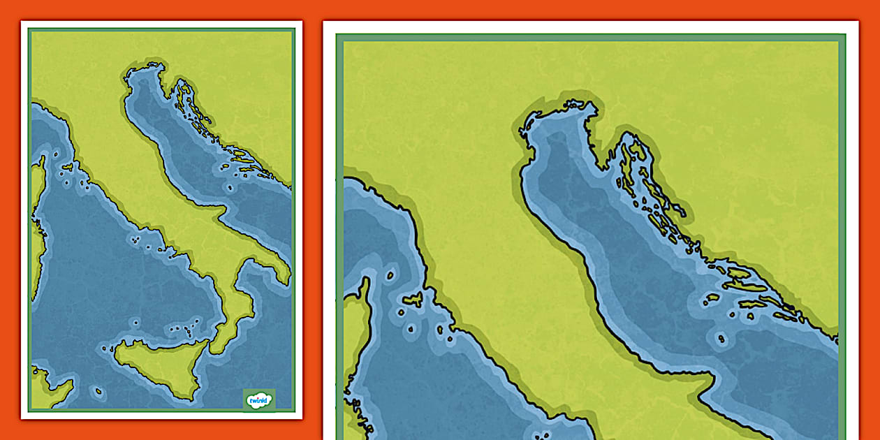 Blank Map of Italy Display Poster (teacher made) - Twinkl