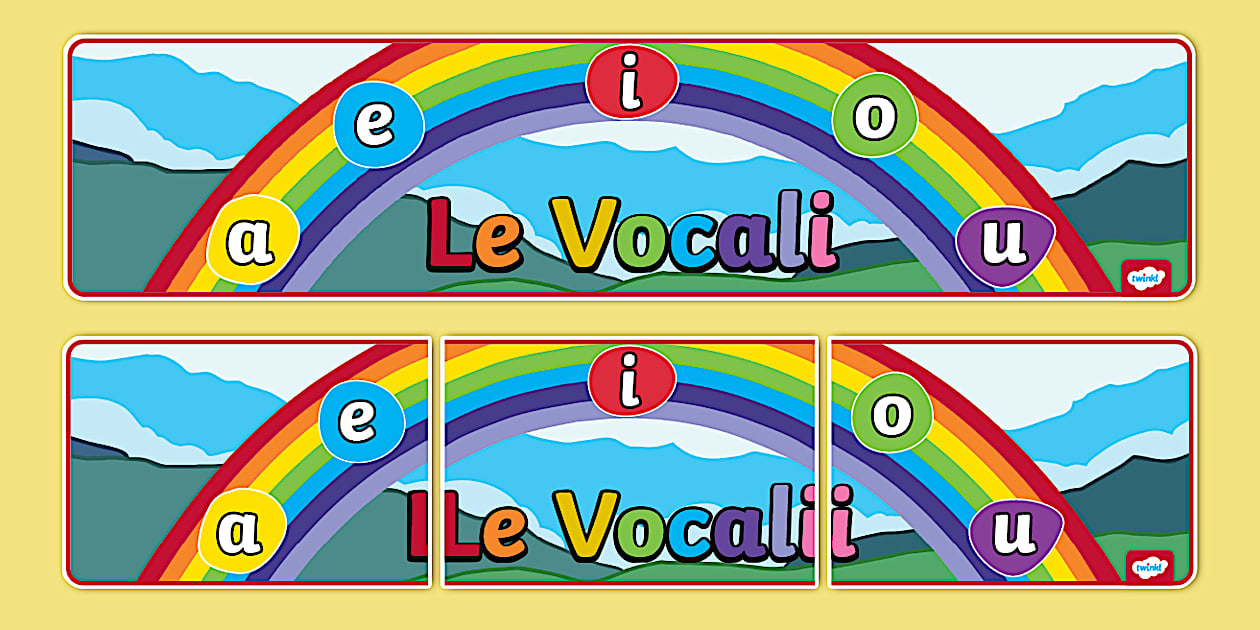 Le Vocali Striscione - Decorazione di classe - Twinkl