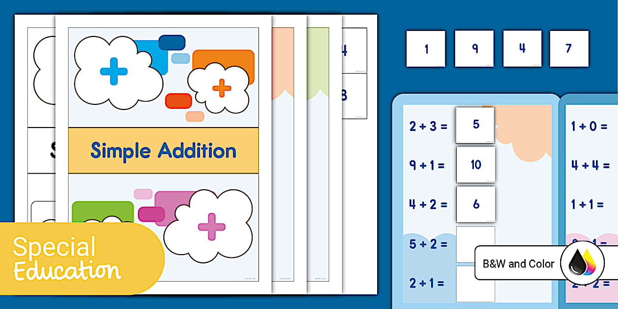 Simple Addition File Folder Activity for Special Education