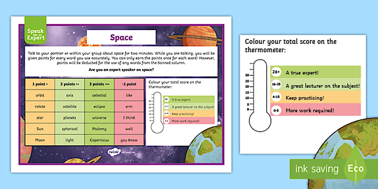 KS2 Speak like an Expert Challenge Card: Space - Twinkl