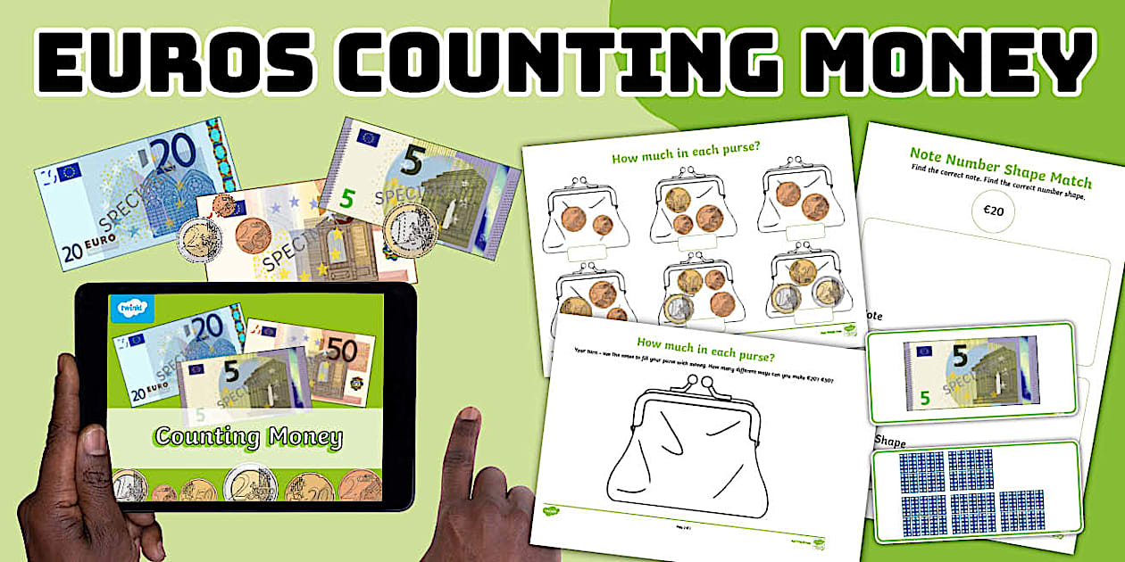 👉 Maths Intervention Euros Counting Money PowerPoint and Worksheet Pack