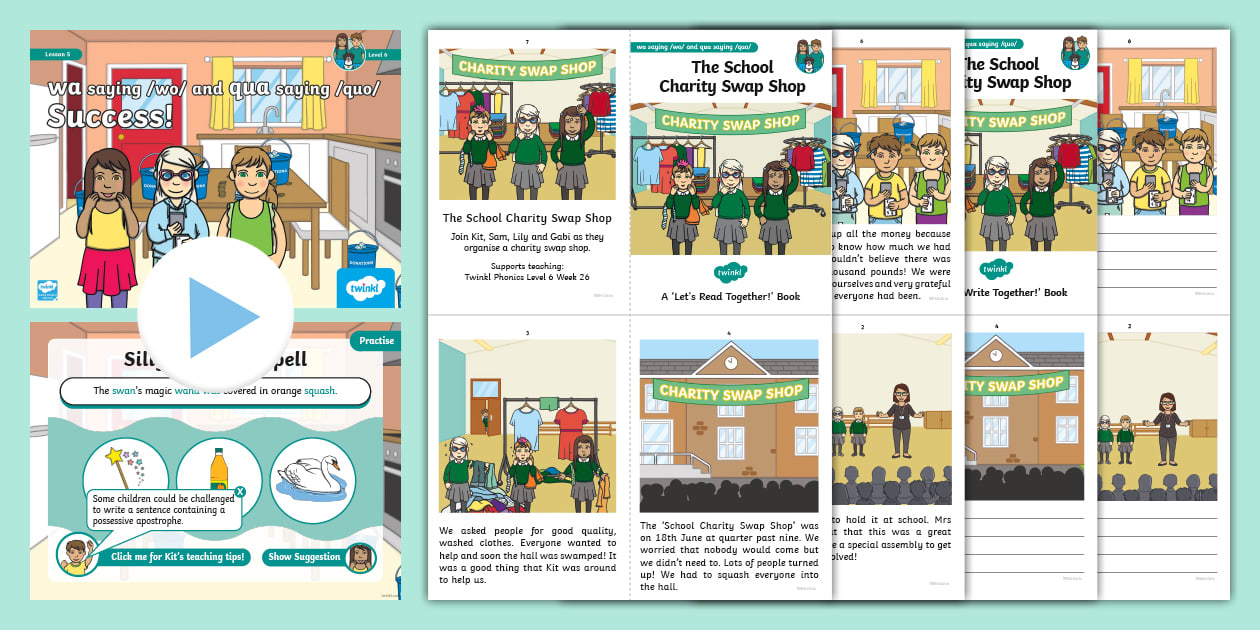 Level 6 Week 26 Lesson 5 - ‘wa’ and ‘qua’ - Twinkl