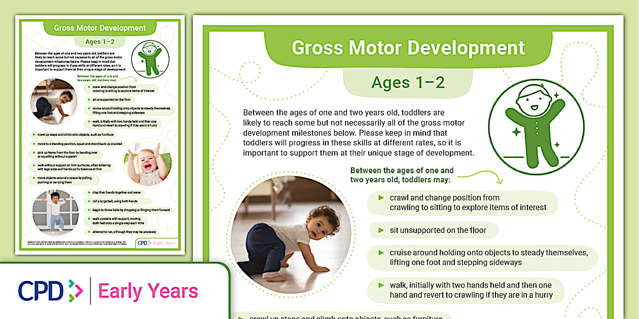 Gross Motor Milestones Ages 1–2 (Poster) (teacher made)