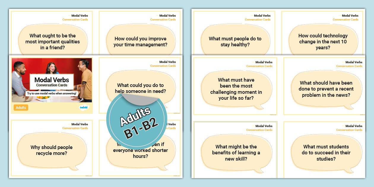 ESL Conversation Cards with Modal Verbs [B1-B2] - Twinkl