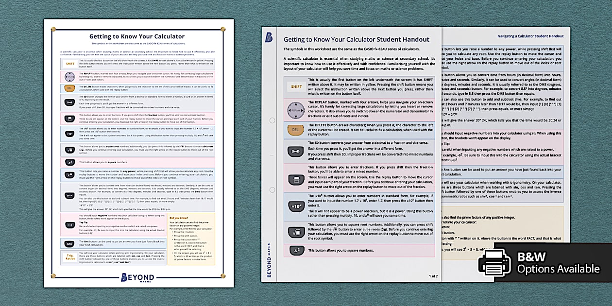 Navigating a Calculator Display Poster and Student Handout