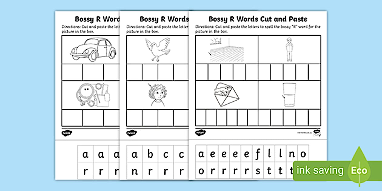 Bossy R - Cut and Paste Differentiated Activity - Twinkl