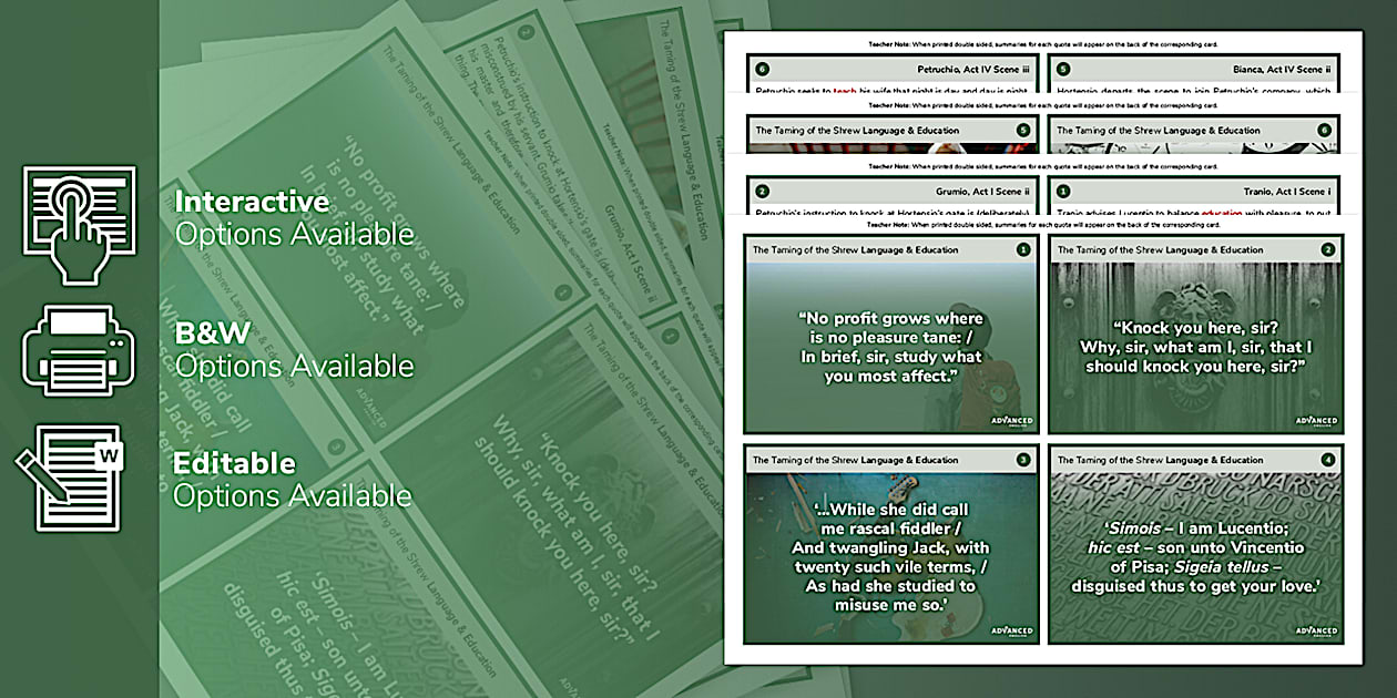 The Taming of the Shrew: Language & Education - Key Quotes Flashcards