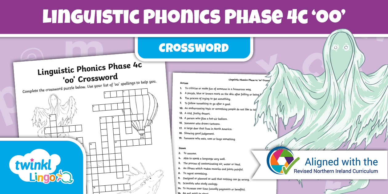 Linguistic Phonics Phase 4c 'oo' Crossword
