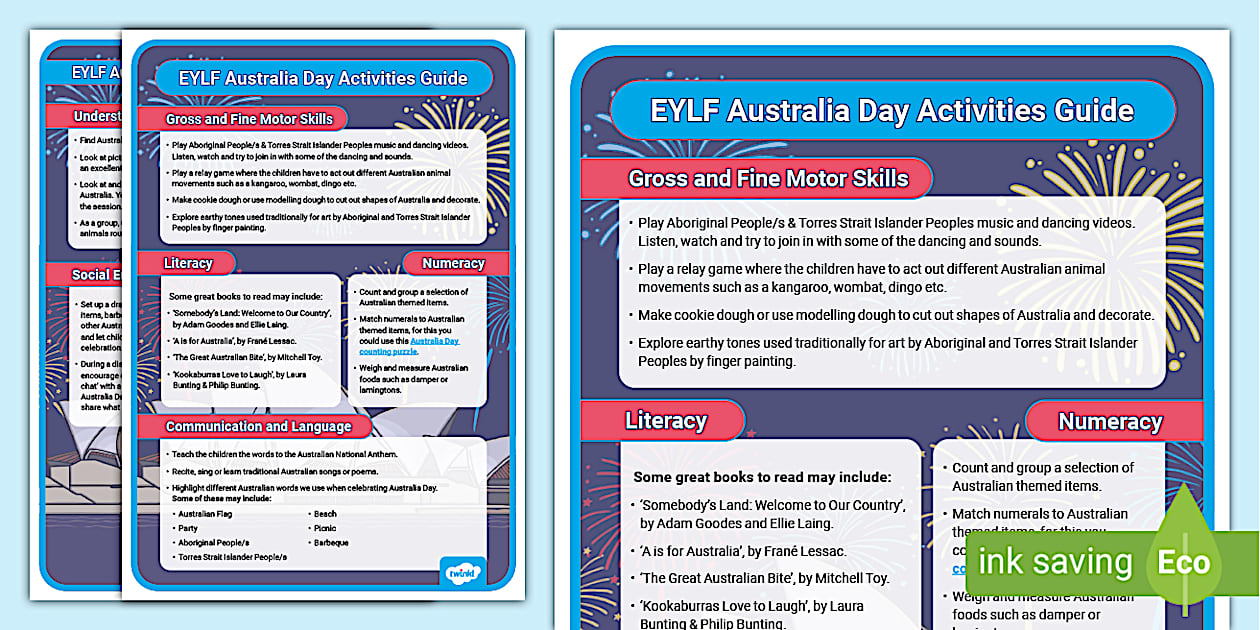 EYLF Australia Day Activities Guide (teacher made) - Twinkl