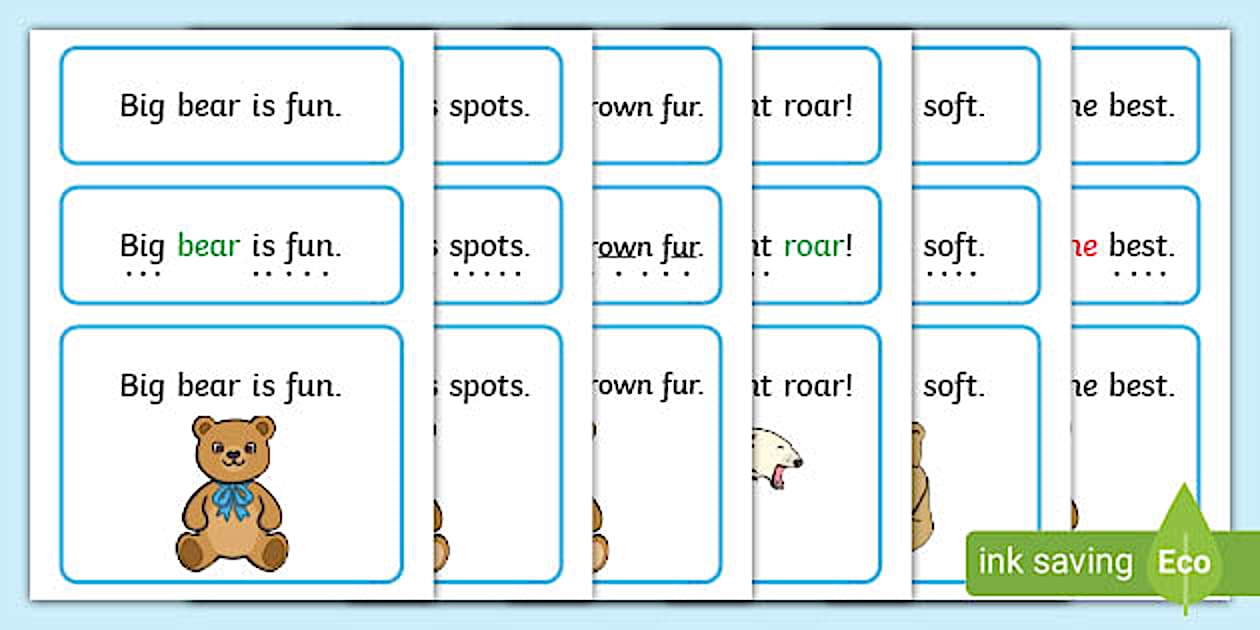 Bears Simple Sentence Cards (Teacher-Made) - Twinkl