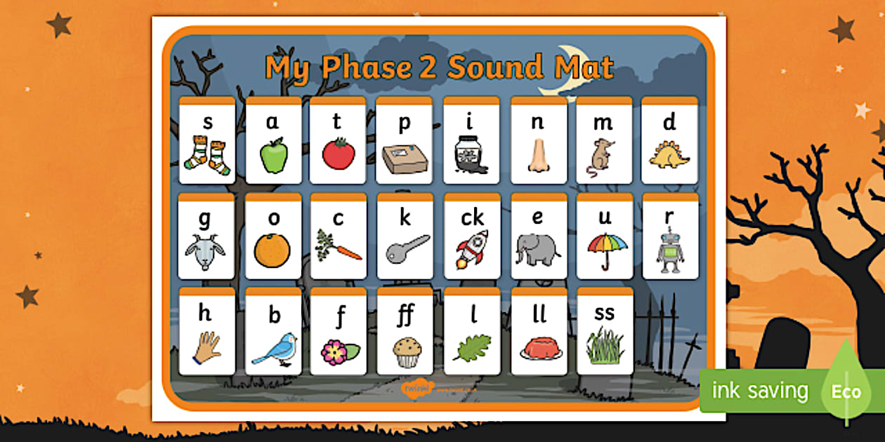 Halloween Themed Phase 2 Sound Mat (teacher made) - Twinkl